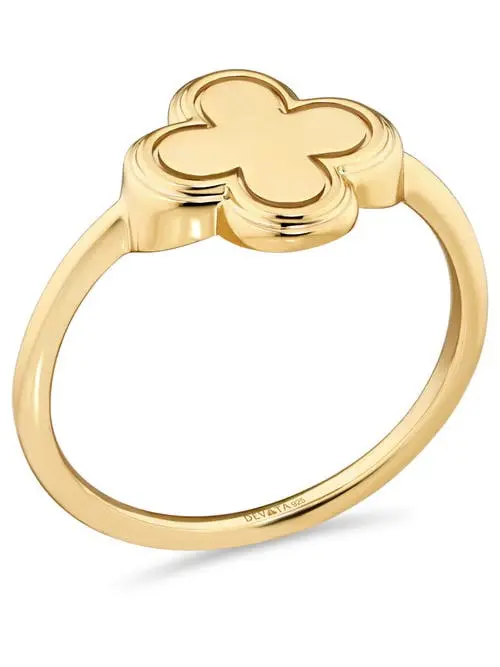 DEVATA Contour-lined Clover Ring In Gold Plated Sterling Silver