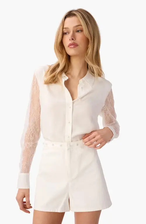 Cami Nyc Chelsey Lace Sleeve Silk Chiffon Shirt