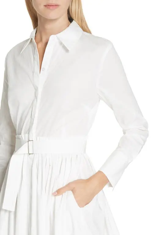 NICHOLAS Pleated Poplin Shirt Dress