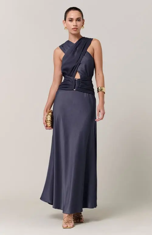 SAVEL Clover Midi Dress - Petrol Blue