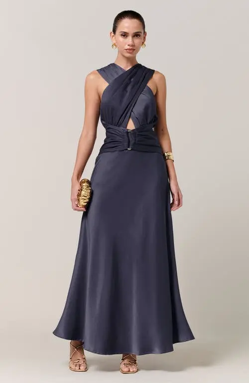 SAVEL Clover Midi Dress - Petrol Blue