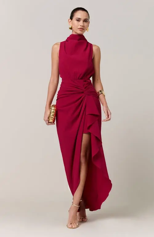 SAVEL Ursula Midi Dress - Plum Red