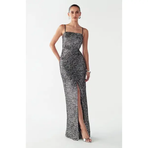 SAVEL Yasmina Maxi Dress - Gunmetal Sequin