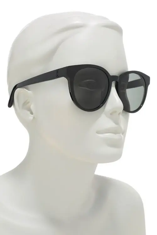Saint Laurent Round 56mm Sunglasses - Shiny Black