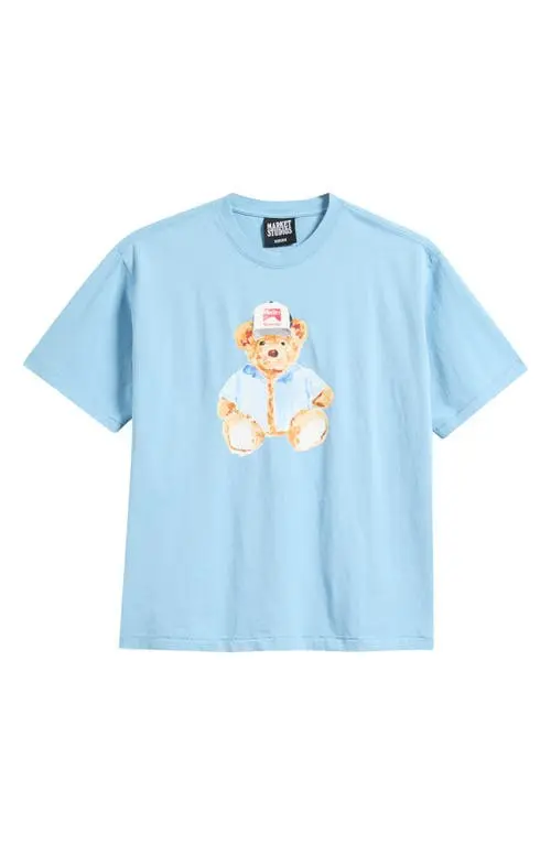 MARKET Watercolor Teddy Bear Graphic T-shirt - Blue