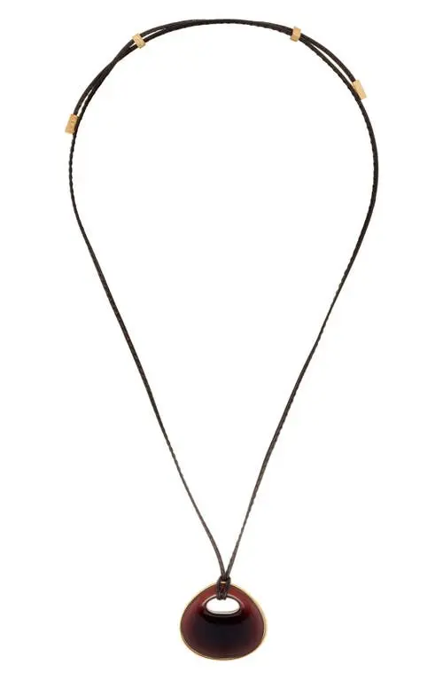 REISS Pippa Leather Cord Pendant Necklace - Gold Tone/burgundy