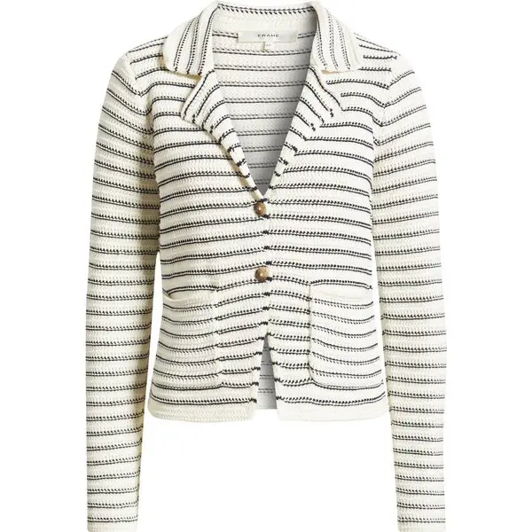 FRAME Crochet Cotton Blazer - Cream Multi
