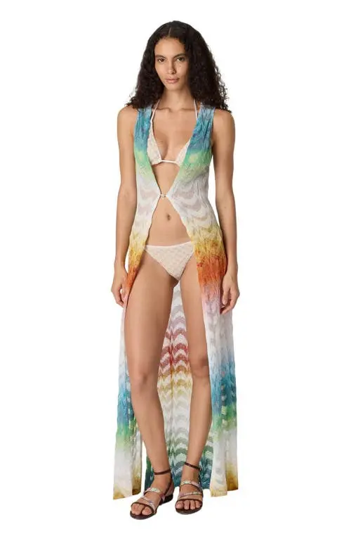 Missoni Long Gilet Cover-up In Shaded Lamé Viscose - Multicoloured