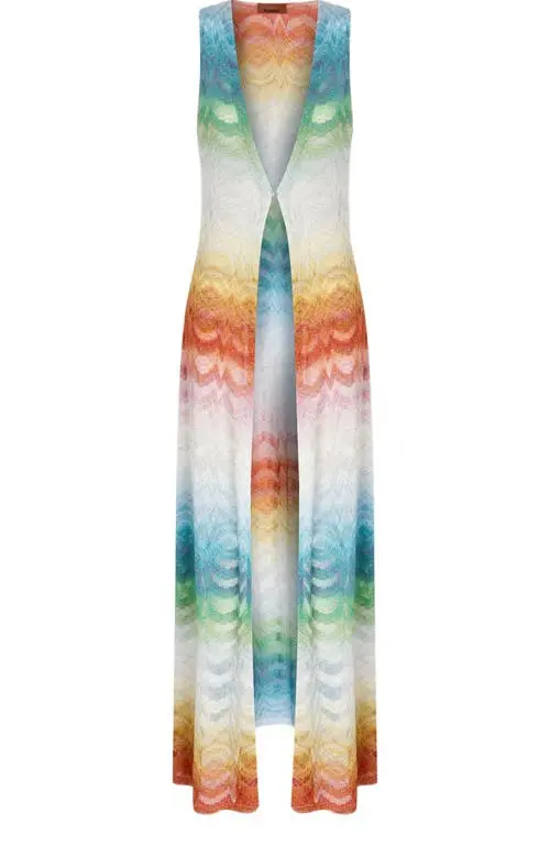 Missoni Long Gilet Cover-up In Shaded Lamé Viscose - Multicoloured
