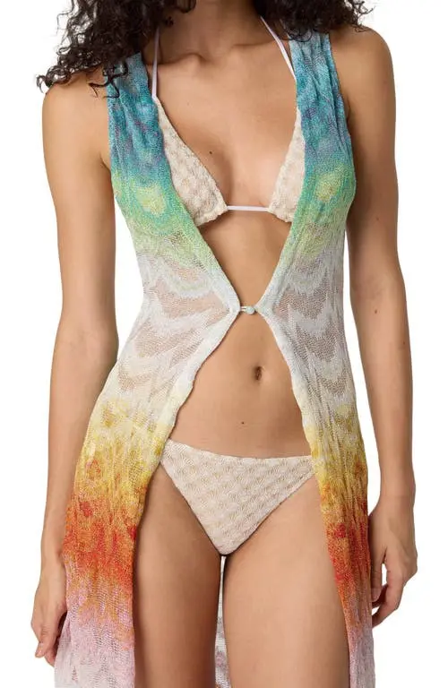 Missoni Long Gilet Cover-up In Shaded Lamé Viscose - Multicoloured