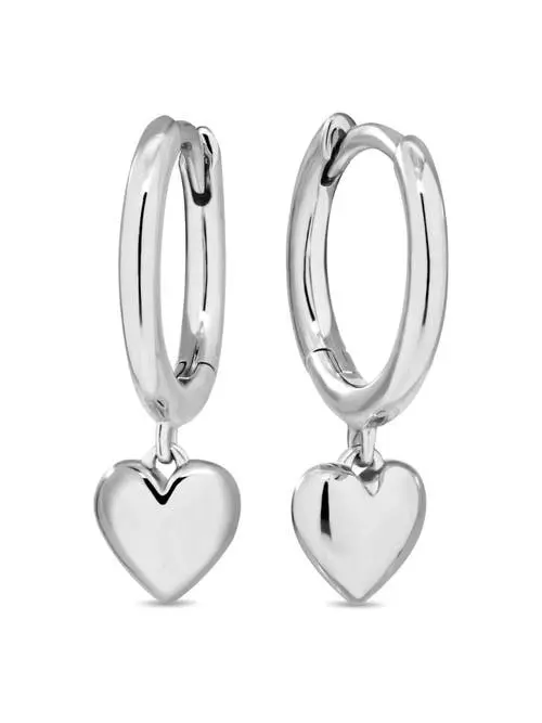 DEVATA Heart Hoop Earrings - Silver