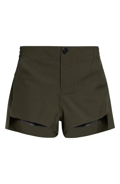 Coperni Technical Tailored Wool Blend Shorts - Green Khaki Grn