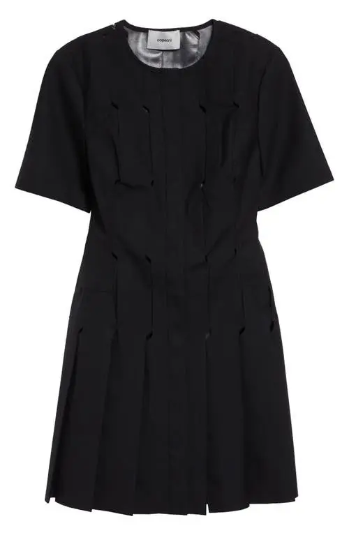 Coperni Technical Tailored Origami Wool Blend Dress - Black