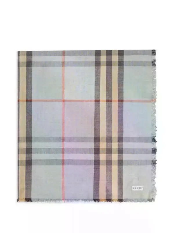 Burberry Reversible Check Wool Silk Scarf - Blue