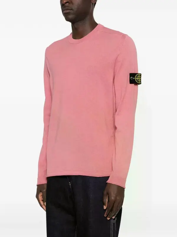 Stone Island Crewneck Sweater With Compass Badge - Pink