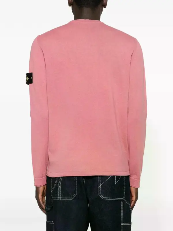 Stone Island Crewneck Sweater With Compass Badge - Pink