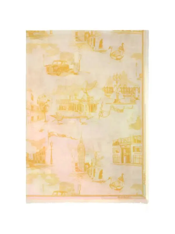 Burberry London Landmarks Wool Silk Scarf - Neutrals