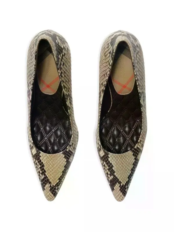 Burberry Dame Python-print Leather Pumps