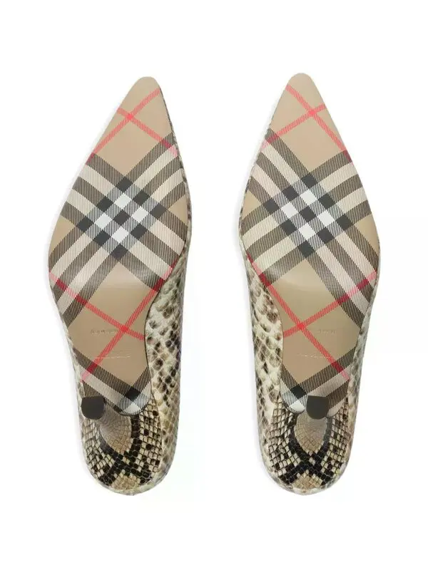 Burberry Dame Python-print Leather Pumps