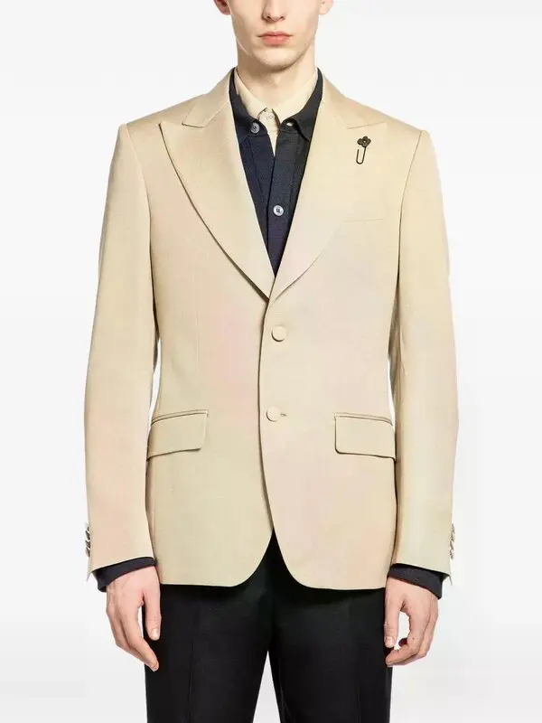 LARDINI Button Notched Lapel Jacket - Neutrals