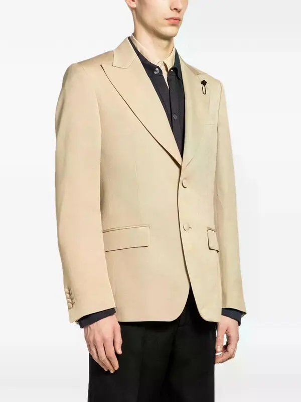 LARDINI Button Notched Lapel Jacket - Neutrals