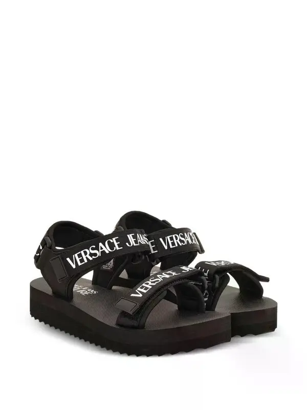 Versace Logo Strap Sandals - Black
