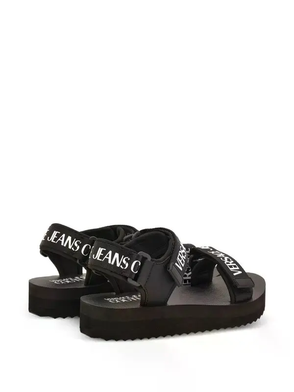 Versace Logo Strap Sandals - Black