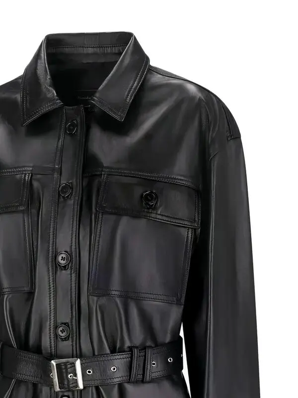 Alessandra Rich Belted Leather Jacket