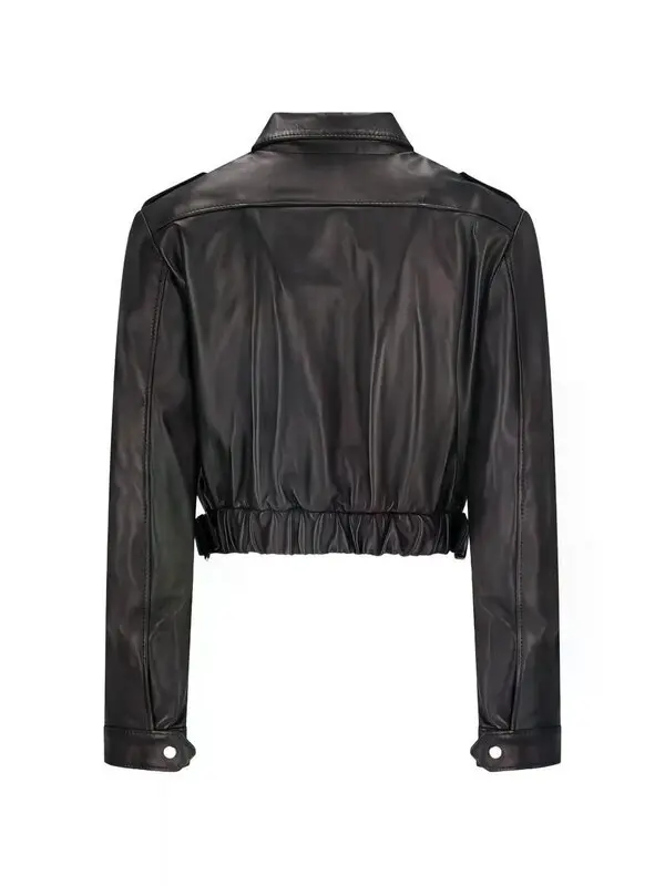 Alessandra Rich Leather Zip-up Jacket - Black