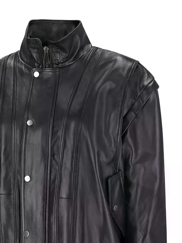 Alessandra Rich Removable-sleeve Leather Bomber Jacket