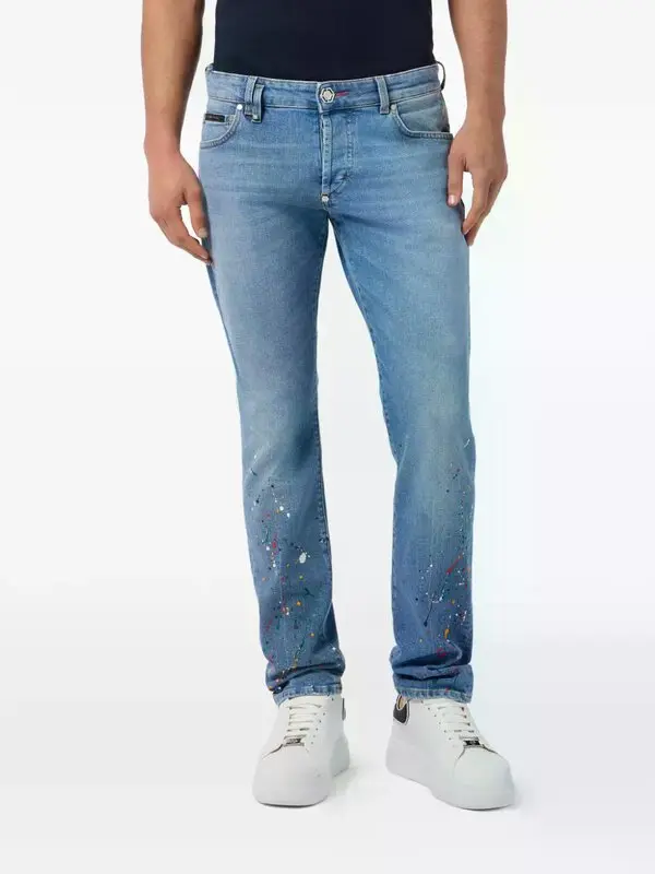 Philipp Plein Paint Splatter Straight Jeans