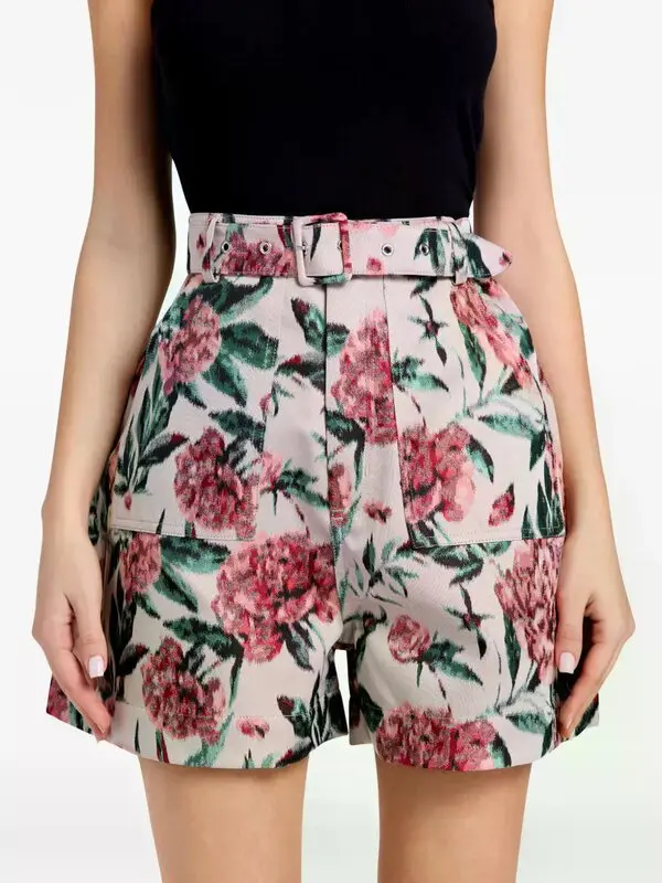 MARQUES' ALMEIDA Floral-print Belted High-waisted Shorts