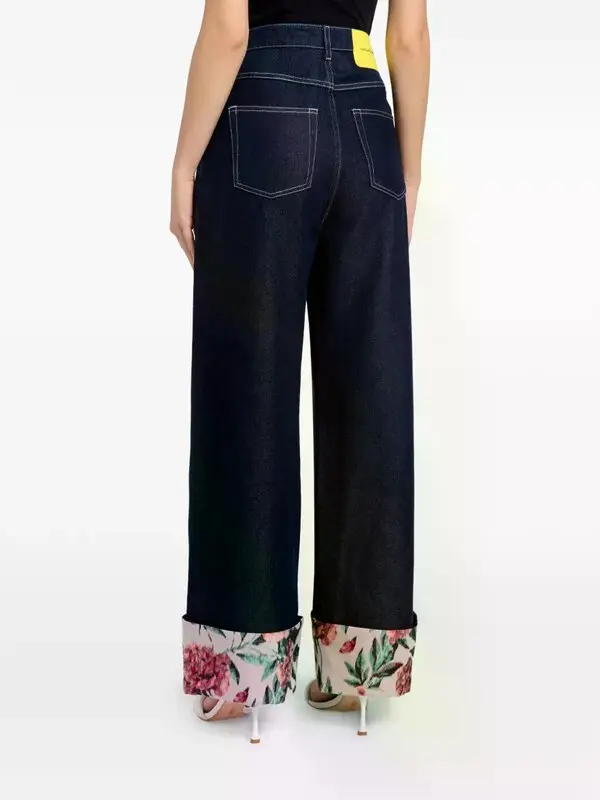 MARQUES' ALMEIDA Floral-cuff Wide-leg Jeans