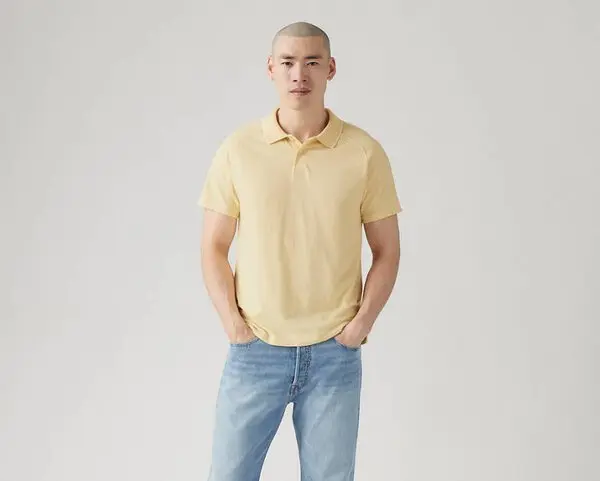 LEVI'S Shoreline Tech Polo Shirt - Stripe Sunshine Heather