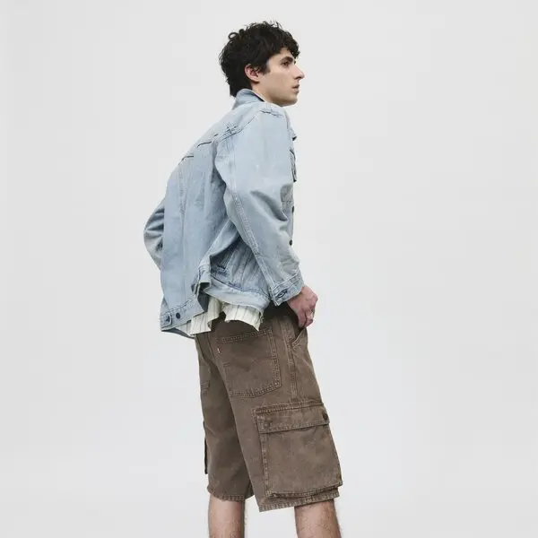 LEVI'S 478 Baggy Cargo 12" Shorts - Rain Drum Drop