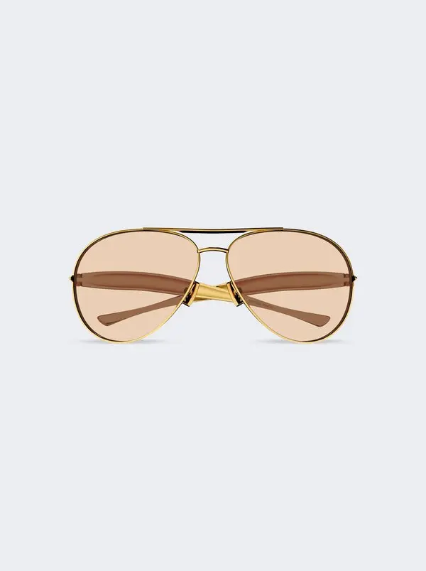 Bottega Veneta Sardine Aviator Sunglasses - Gold