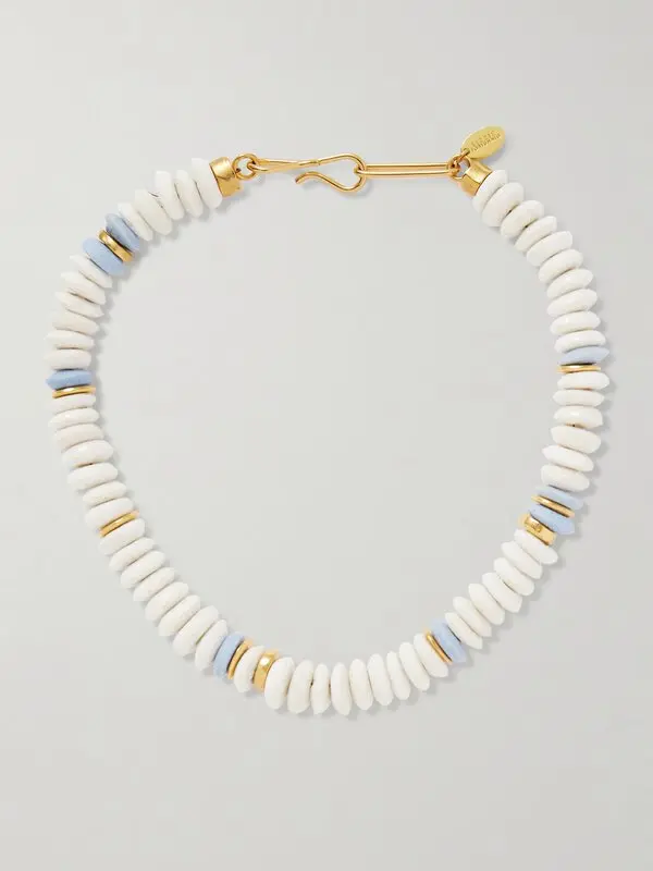 LIZZIE FORTUNATO Laguna Gold-plated Beaded Necklace - White