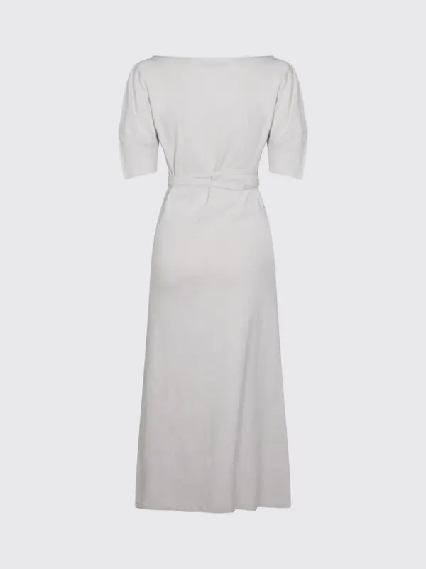 LEMAIRE Midi Sheath Dress In Cotton And Linen Blend - Pearl