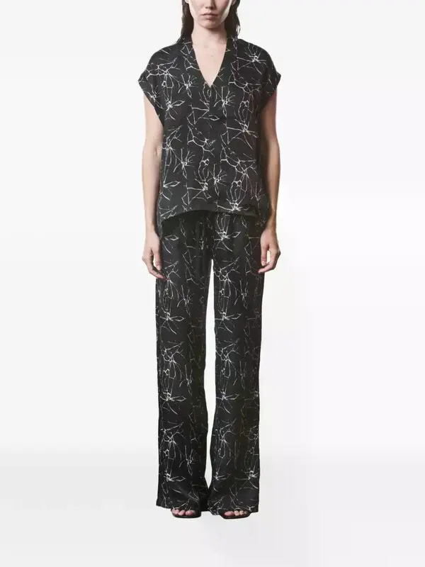 THOM KROM Marble Print Wide Leg Trousers