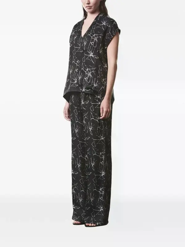 THOM KROM Marble Print Wide Leg Trousers