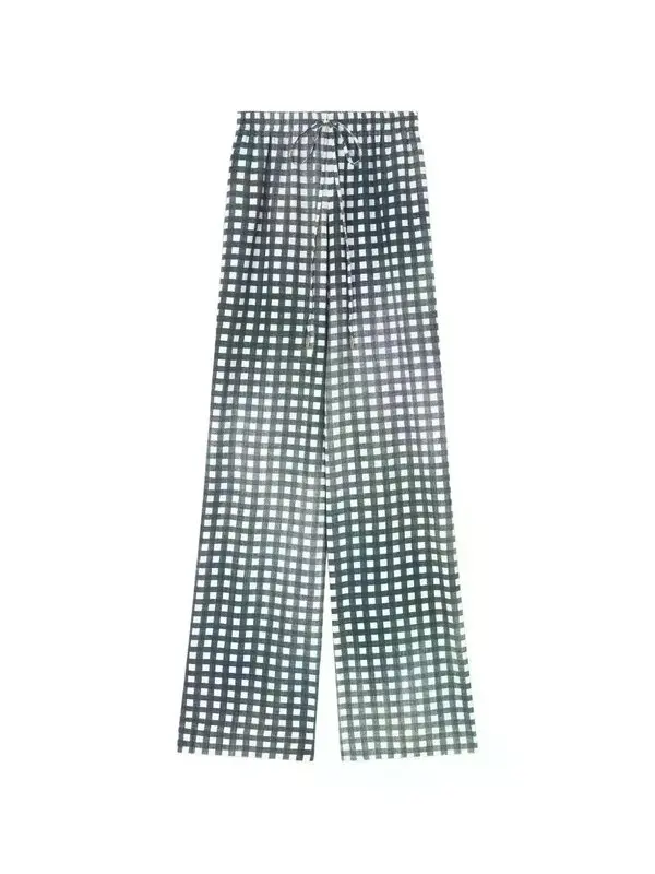 Ermanno Scervino Gingham Viscose Trousers - Black