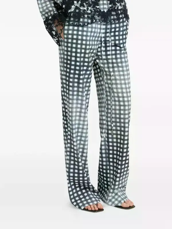 Ermanno Scervino Gingham Viscose Trousers - Black