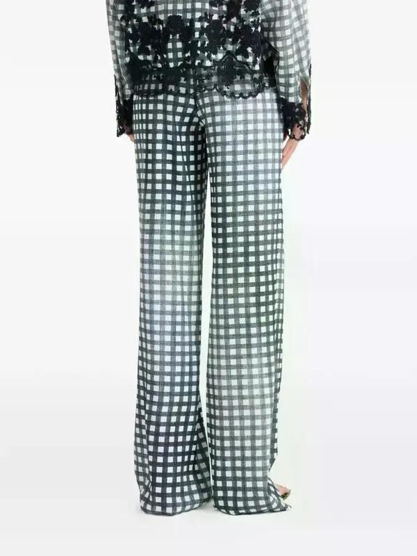 Ermanno Scervino Gingham Viscose Trousers - Black
