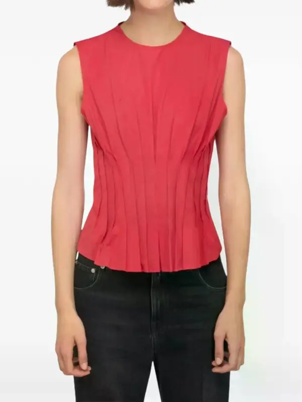 SEMICOUTURE Sleeveless Pleated Detail Top