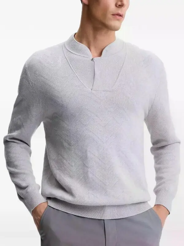 Shanghai Tang V-neck Patterned Sweater
