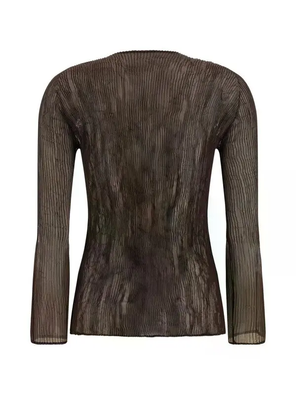 Issey Miyake Pleated V-neck Sweater - Brown