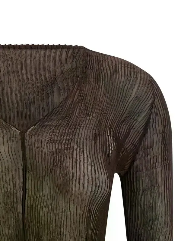 Issey Miyake Pleated V-neck Sweater - Brown