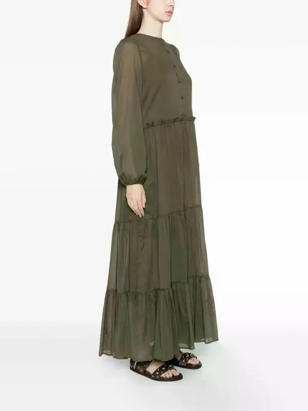TWINSET Long Muslin Dress With Tiered Flounces