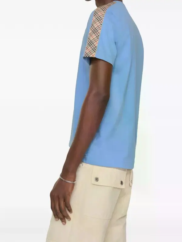 Burberry Check Trim Cotton T-shirt - Blue