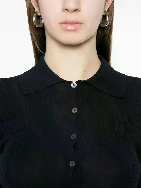 P.a.r.o.s.h Ribbed Knit Polo Top